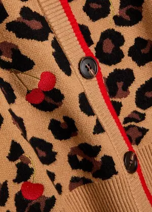 NEVER FULLY DRESSED Cherry Embroidered Knit Cardigan