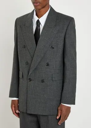Saint Laurent Double-breasted Wool Blazer - Grey
