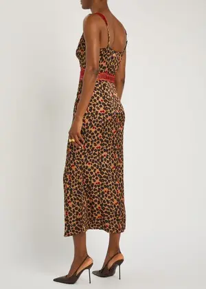 NEVER FULLY DRESSED Cherry And -print Satin Midi Dress