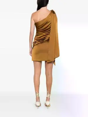 MALINA Nelly One-shoulder Draped Mini Dress - Brown