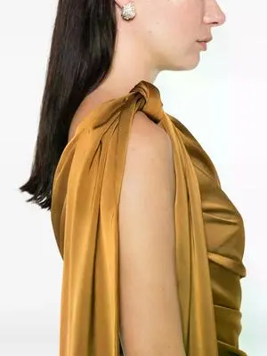 MALINA Nelly One-shoulder Draped Mini Dress - Brown