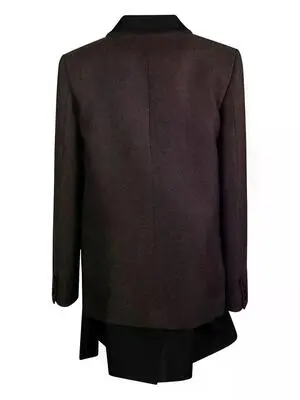 Sacai Double-breasted Wool Coat - Brown