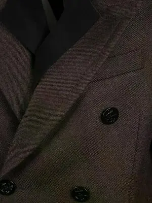 Sacai Double-breasted Wool Coat - Brown