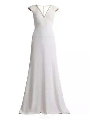 Tadashi Shoji Marcellina Beaded V-neck Maxi Dress - White