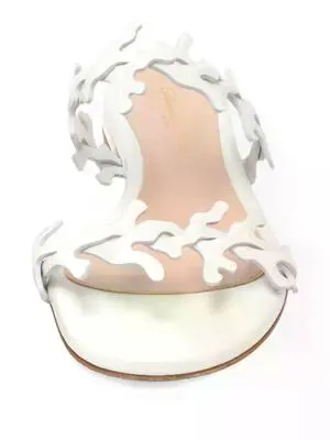GIANVITO ROSSI 10mm Coral-embellished Flat Sandals - White