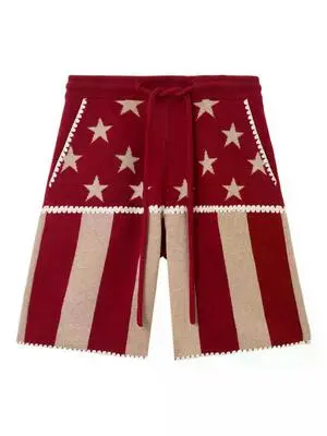 Palm Angels Stars And Stripes Knit Shorts - Red