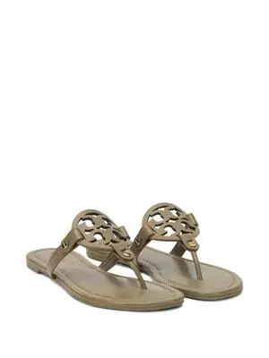 Tory Burch Miller Cut-out Leather Flat Sandals - Brown