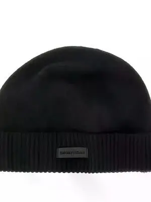 Emporio Armani Logo-patch Beanie - Black
