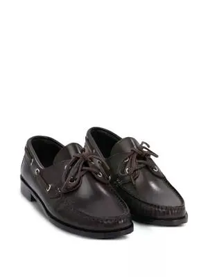 AeydĒ Harris Lace-up Leather Boat Shoes - Brown