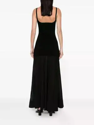 ST. AGNI Sheer Circle Hem Maxi Dress - Black