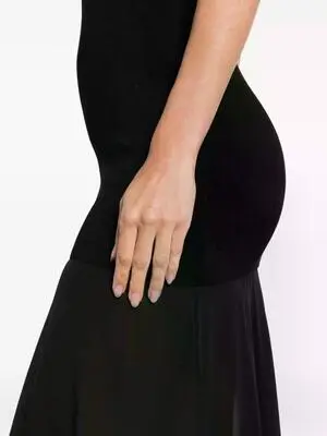 ST. AGNI Sheer Circle Hem Maxi Dress - Black