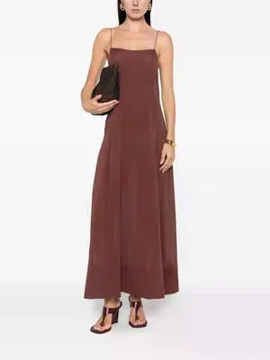 ST. AGNI Sheer Straps Maxi Slip Dress - Brown