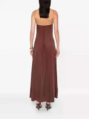 ST. AGNI Sheer Straps Maxi Slip Dress - Brown