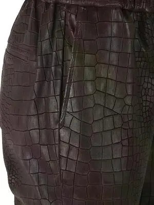 ENES Croc-embossed Flare Trousers - Brown