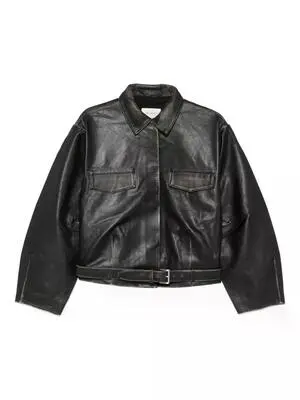ST. AGNI Leather Belted Jacket