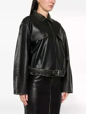 ST. AGNI Leather Belted Jacket