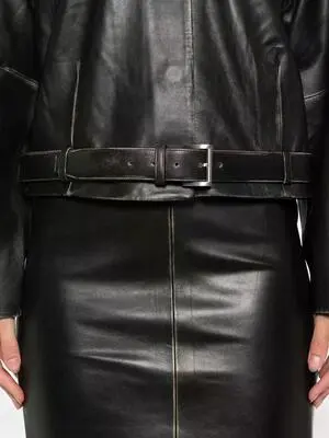 ST. AGNI Leather Belted Jacket