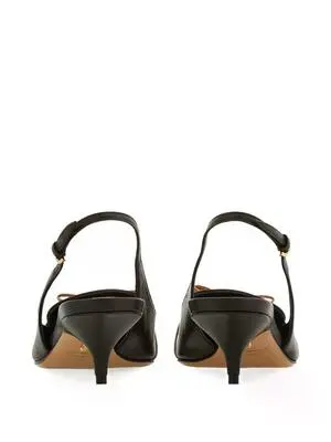 FERRAGAMO Pointed Slingback Pumps With Bow - Brown