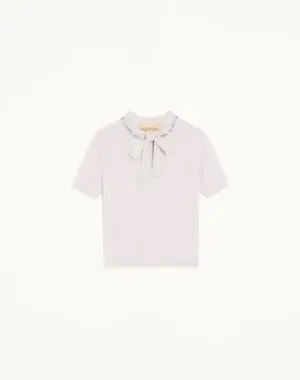 Valentino Garavani Wool Jumper With Embroidered Rhinestone Bow - Lilac