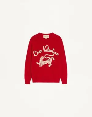 Valentino Garavani Wool Jumper With Embroidered Rhinestone Bow - Paris