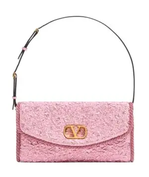 Valentino Garavani Small Shoulder Bag In Cloqué Jacquard Fabric - Pink