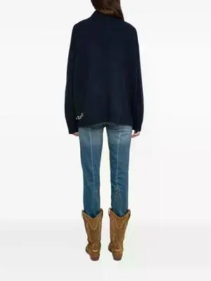 Zadig&Voltaire Swyny V-neck Embroidered Sweater - Blue