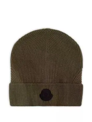 Moncler Ribbed-knit Beanie Hat - Green