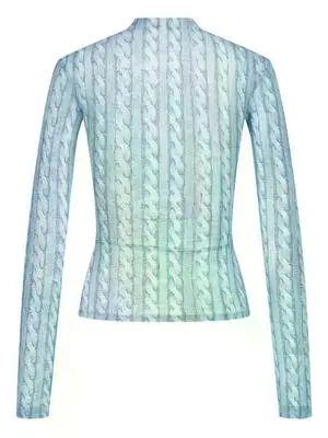AVAVAV Printed Cable-knit Turtleneck Top