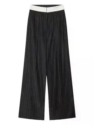 FORTE_FORTE Pinstripe Trousers - Black