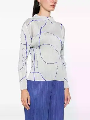 Issey Miyake Graphic Pleated Blouse
