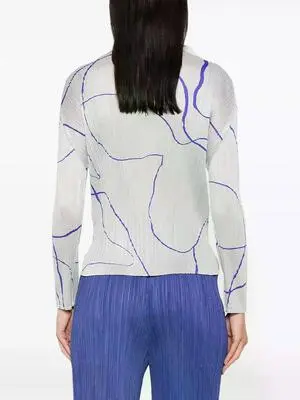 Issey Miyake Graphic Pleated Blouse