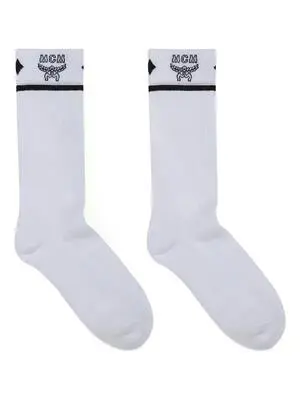 Mcm Logo-jacquard Crew Socks - White