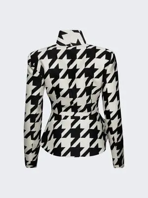 LAQUAN SMITH Houndstooth Peplum Blazer