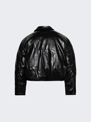MISBHV Faux Leather Puffer Bomber Jacket