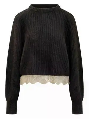 Fabiana Filippi Lace-trimmed Knitted Sweater - Black