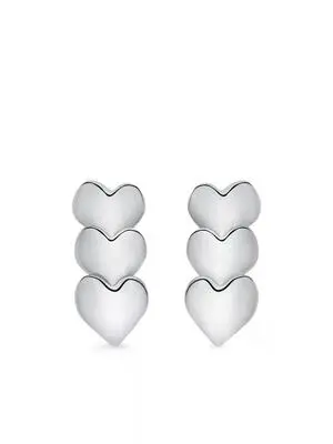 Oscar De La Renta Heart Drop Earrings - Silver