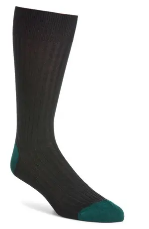 Pantherella Stratford Merino Wool Blend Dress Socks - Black
