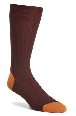 Pantherella Stratford Merino Wool Blend Dress Socks - Maroon