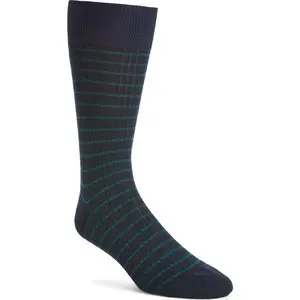 Pantherella Worthington Stripe Merino Wool Blend Dress Socks Navy