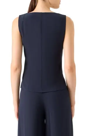 Akris Scoop Neck Silk Tank - Navy