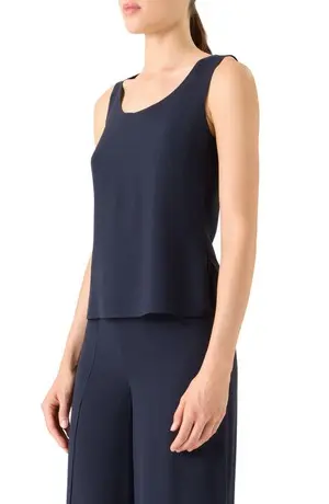 Akris Scoop Neck Silk Tank - Navy