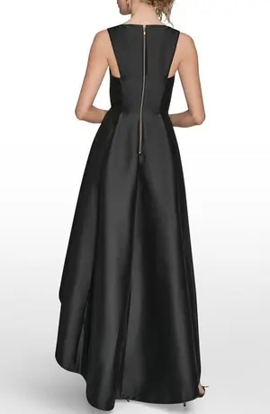 Donna Karan New York High-low Gown With Exposed Zipper - Black