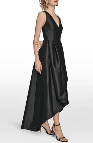 Donna Karan New York High-low Gown With Exposed Zipper - Black