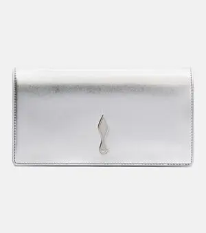 CHRISTIAN LOUBOUTIN Bettina Metallic Leather Clutch - Silver