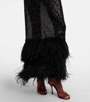 Dolce & Gabbana Feather-trimmed Sequined Gown