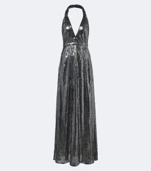 Dolce & Gabbana Sequined Halterneck Gown - Silver