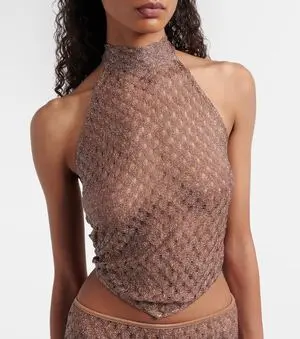 Missoni Open-knit Lamé Halterneck Top