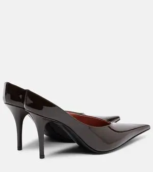 Amina Muaddi Anok 90 Patent Leather Pumps - Brown