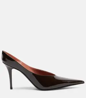 Amina Muaddi Anok 90 Patent Leather Pumps - Brown