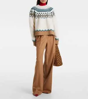 Alanui Patterned Virgin Wool Sweater - Beige